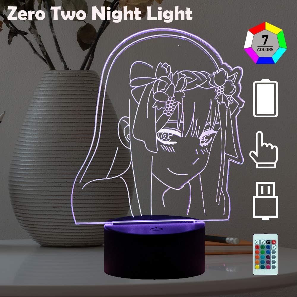 Darling in The Franxx Zero Two Night Light 3D Led Illusion Table Lamp ...