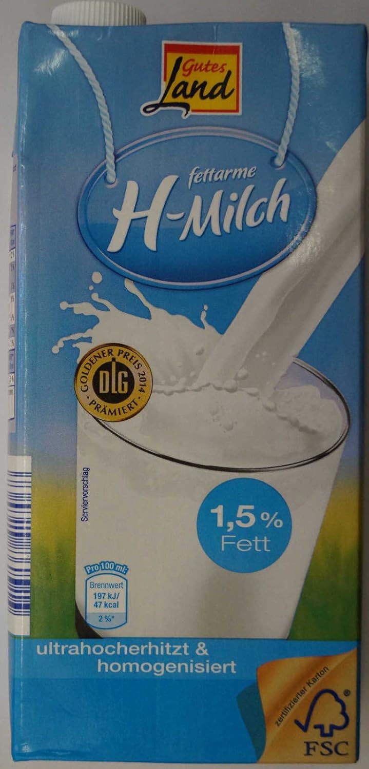 Gutes Land H-Milch 12 Packungen / 1 Stiege - 12 x 1 Liter 1,5% Fett ...