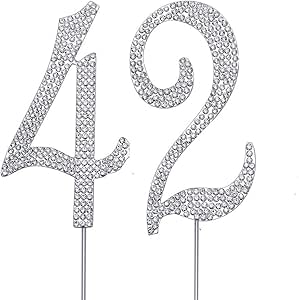 Amazon.com: MAGJUCHE Silver 42" Crystal Cake Topper, Number 42 ...