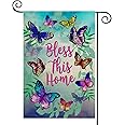 Amazon.com : Spring Butterfly Garden Flag, Bless This Home Faith ...