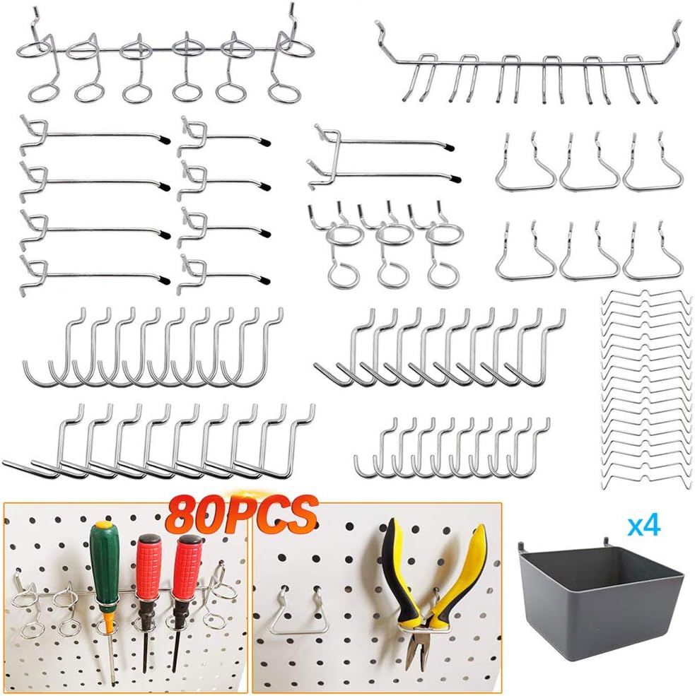SEAAN Pegboard Hooks Assortment with Pegboard Bins, Peg Locks, for ...