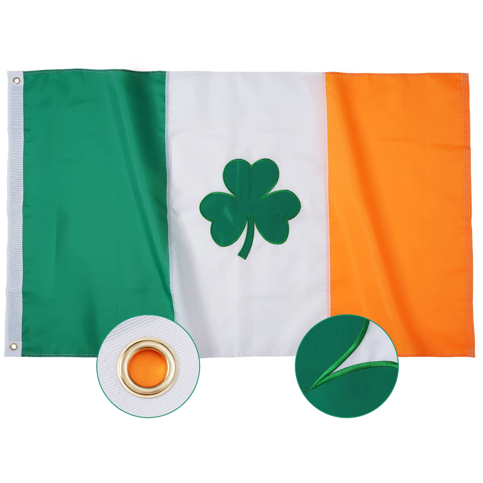 SYII Ireland Shamrock Flag 4x6 Ft Outdoor, Made in USA, Embroidered ...