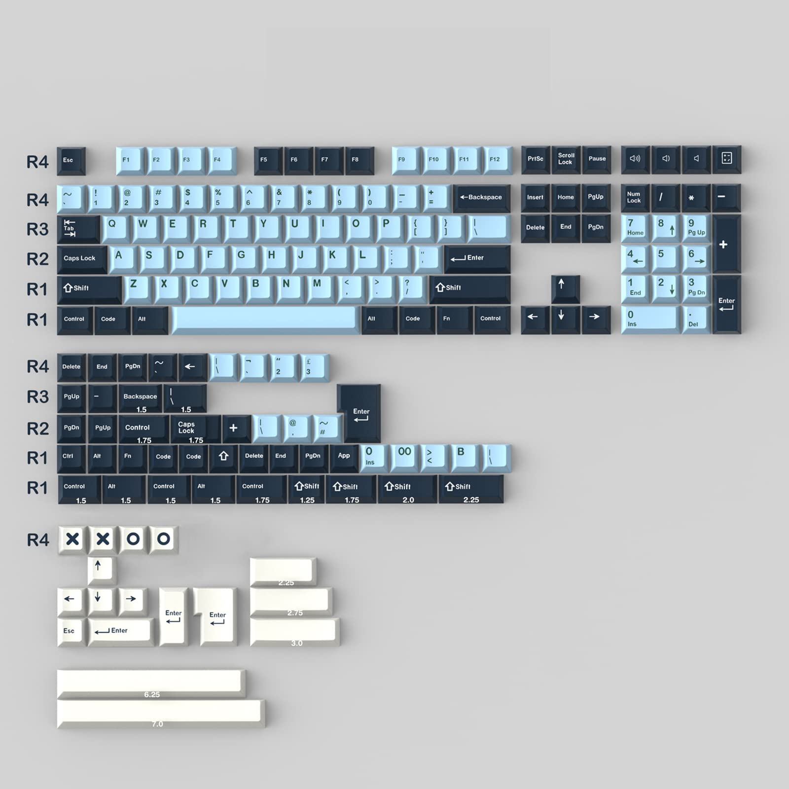 Mua 169 Keys Double Shot Keycaps Cherry Profile Mizu Keycap Set with 7u ...