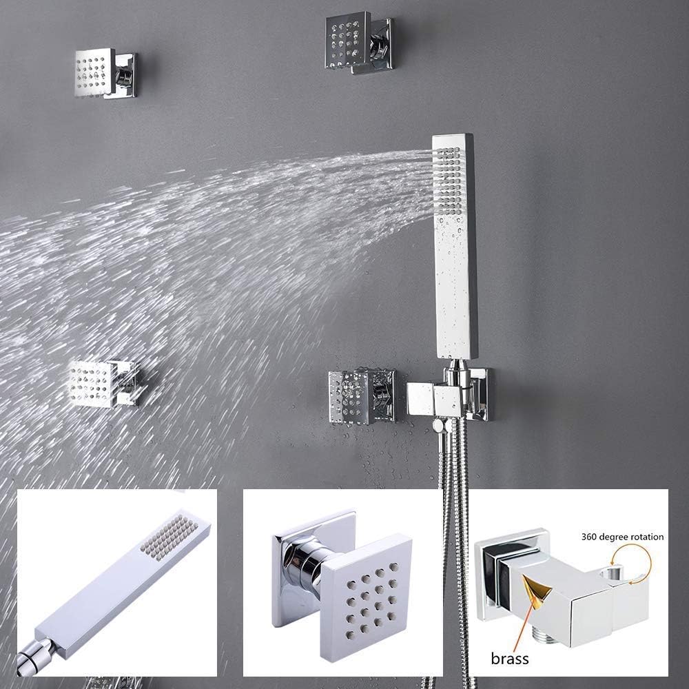 Bathroom Shower System Delnet Luxury 12-inch Rainfall Showerhead with ...