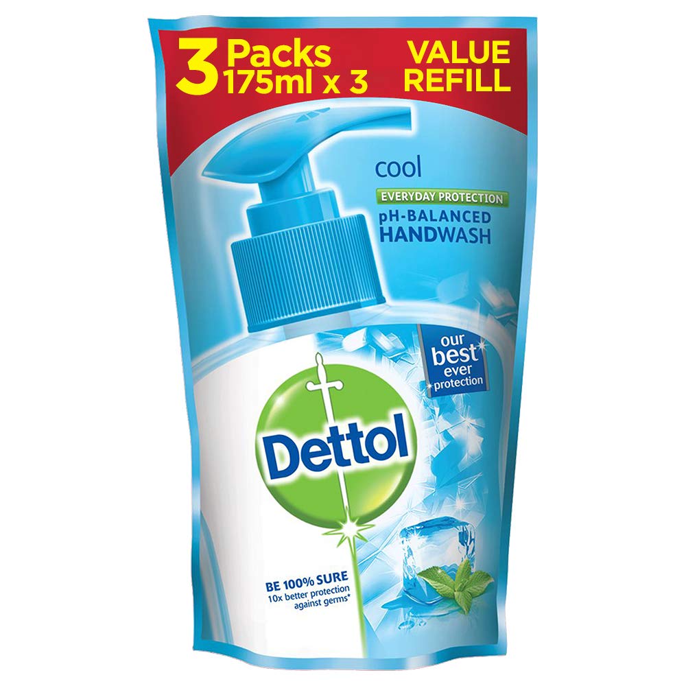 Dettol Germ Protection Handwash Refill - 175 ml (Cool, Pack of 3 ...