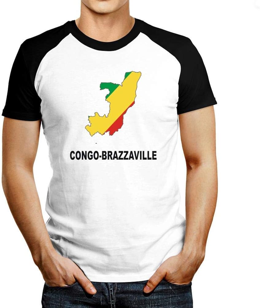 Idakoos Congo-Brazzaville - Country Map Color Raglan T-Shirt White ...
