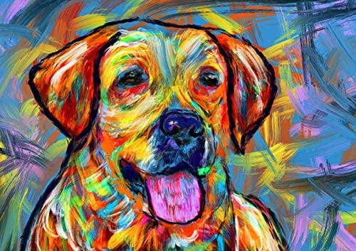 Amazon.com: Colorful Labrador Wall Art Print, Hand Signed Yellow Lab ...