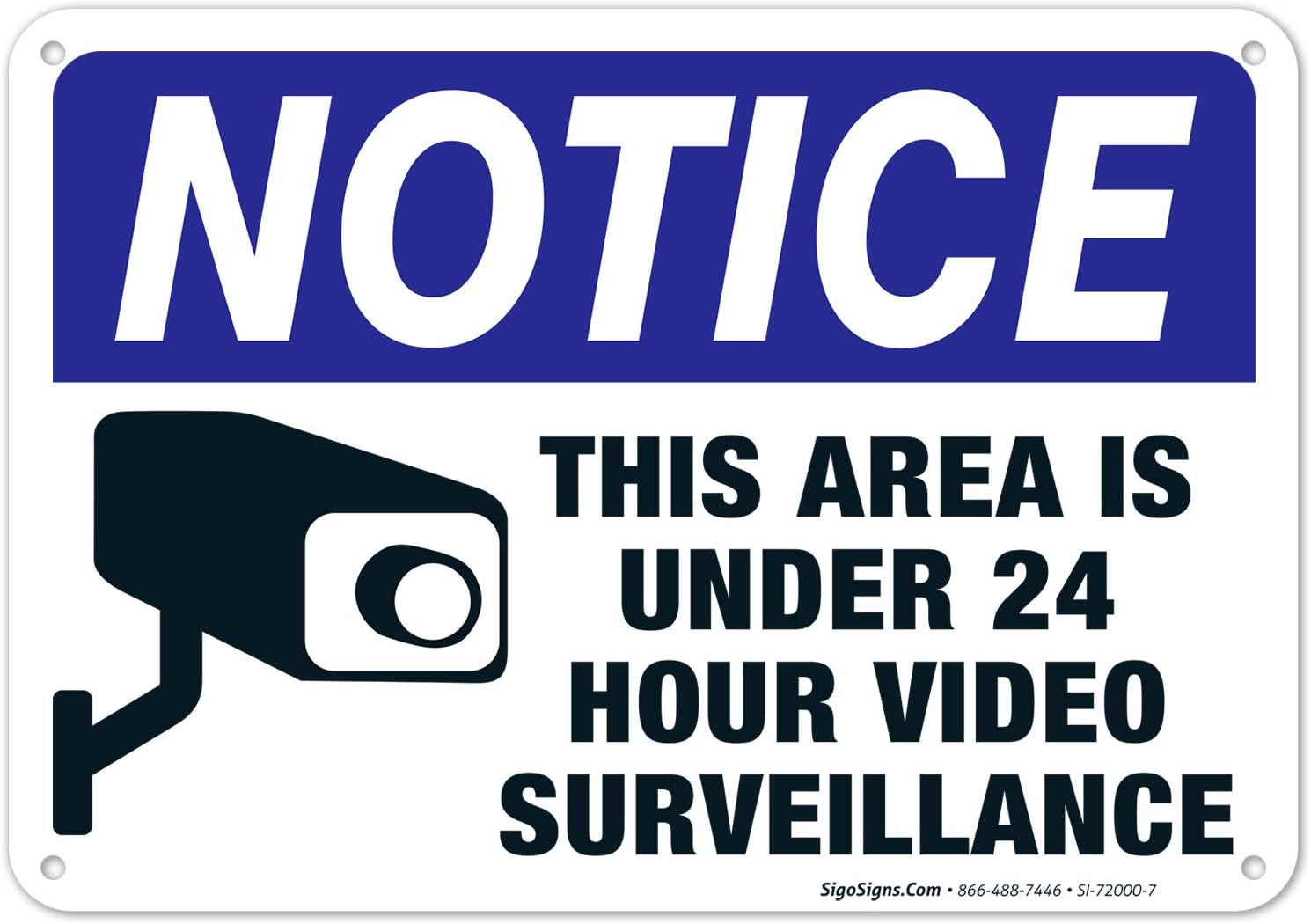 Video Surveillance Sign, CCTV Security Alert, 24 Hour Surveillance Sign ...
