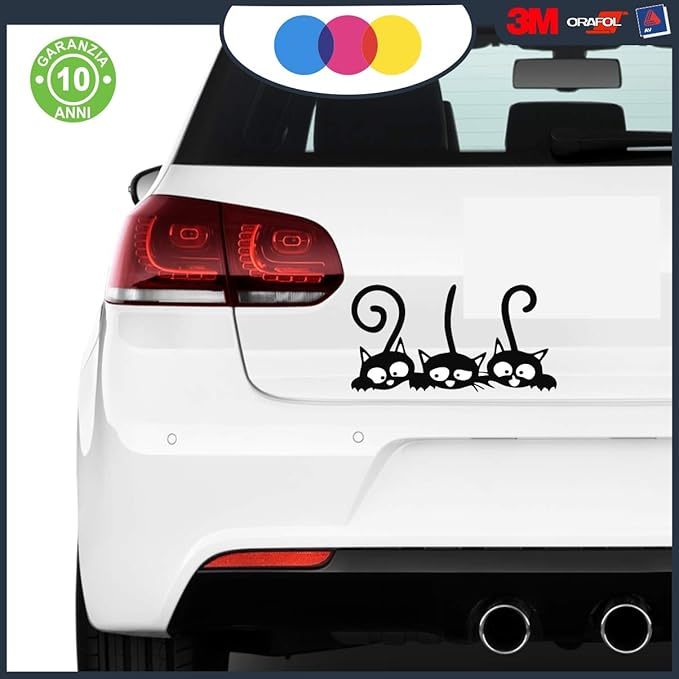 Adesivo Gatto Tre Gatti Simpatici, Sticker Cat per Porte, finestre ...