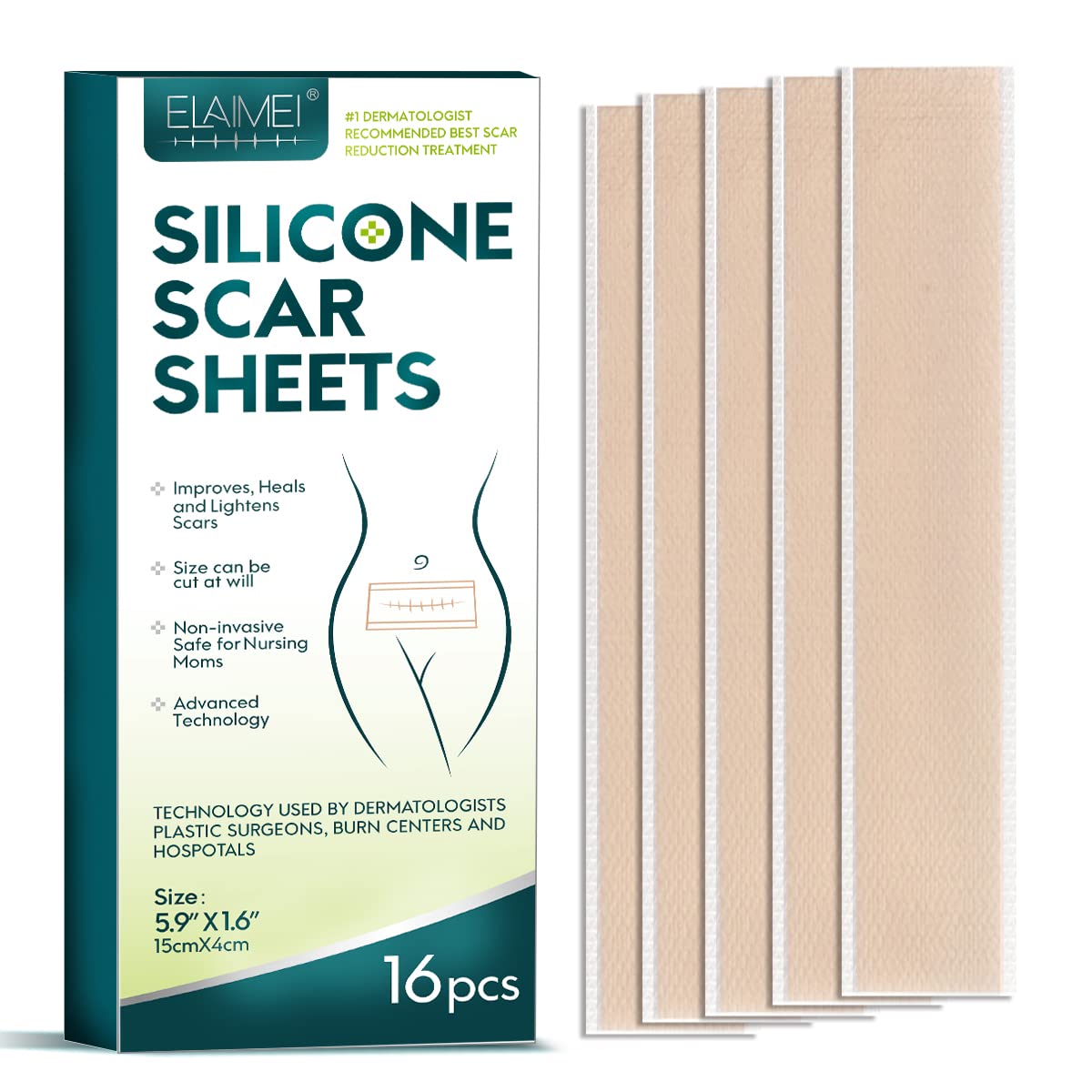 Mua Silicone Scar Sheets, Tape, Strips, 16 Pcs 5.9"x1.6", Healing ...