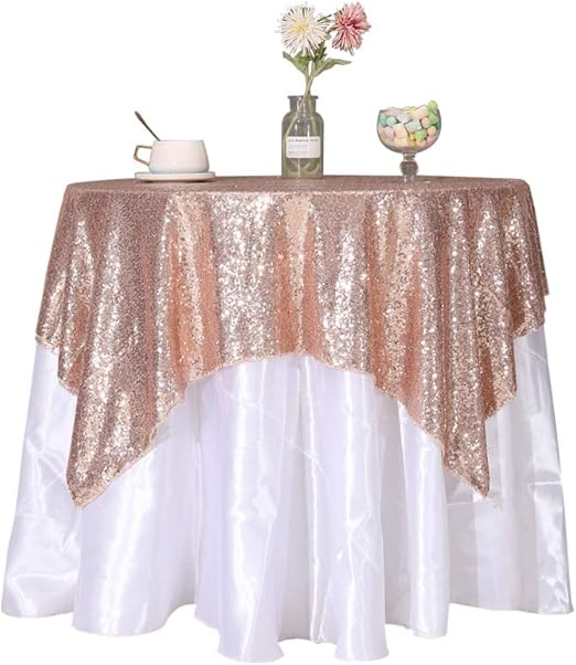 Amazon.com: SquarePie Sequin Tablecloth Square Overlay Sparkly Table Linen Cover for Party Cake ...