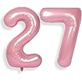 Amazon.com: SUWEN 40 Inch Large Pink 27 Balloon Numbers Big Foil Helium ...
