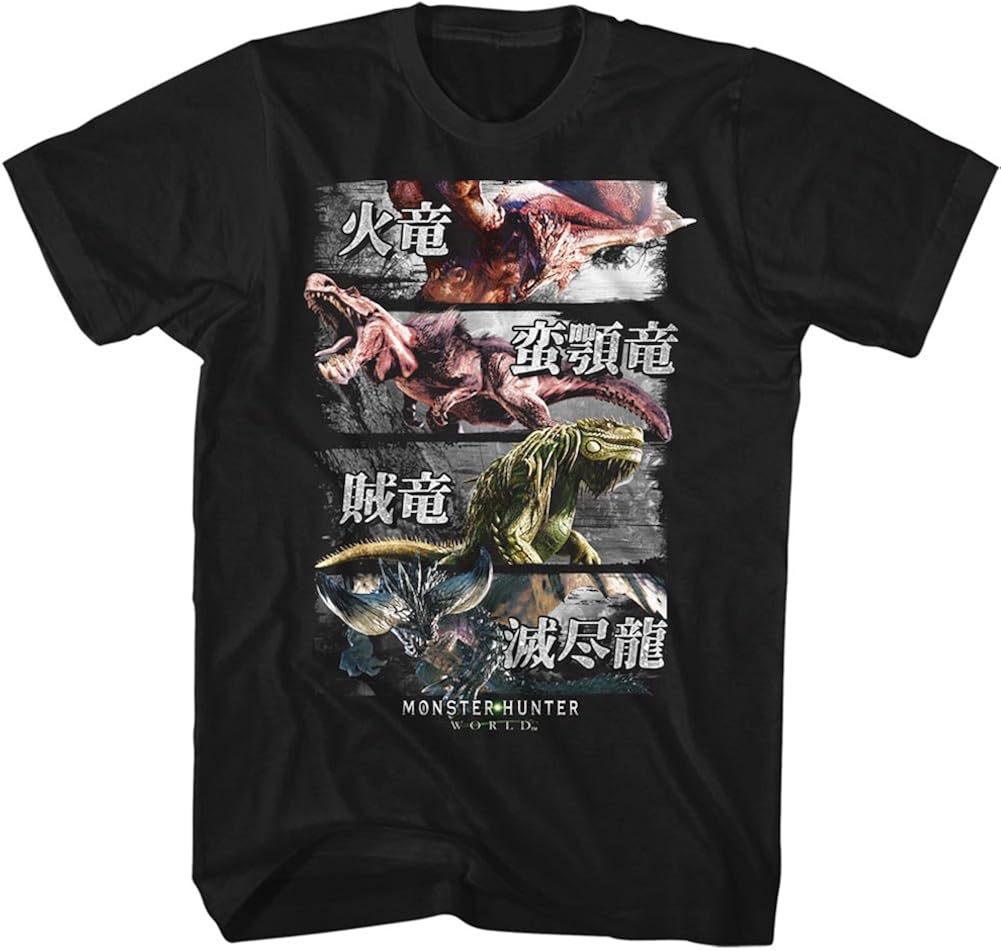 Amazon.com: Monster Hunter 4 Monsters Black Adult T-Shirt Tee: Clothing