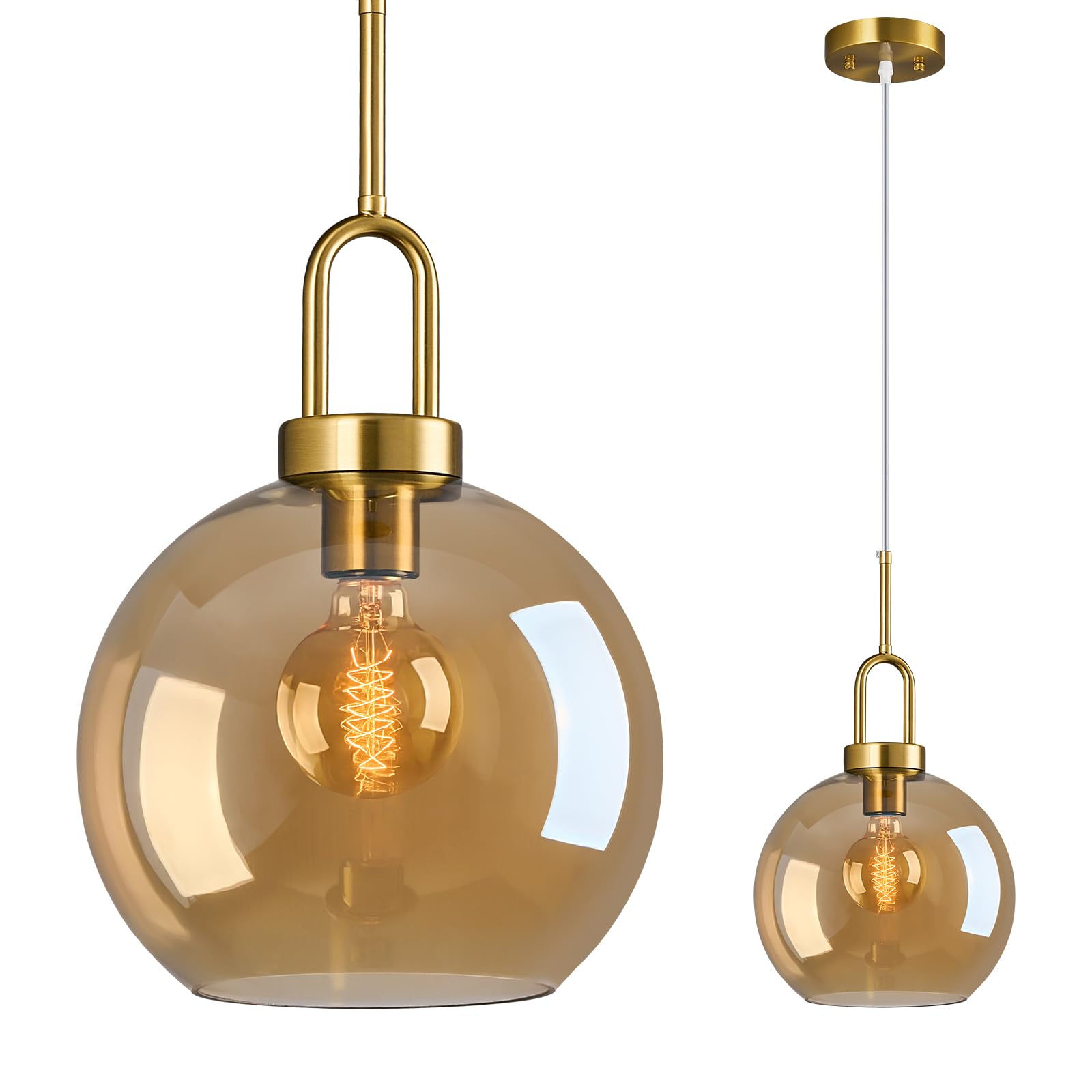 LBSQJ Champagne Glass Pendant Lights Kitchen Island Gold Pendant Light ...