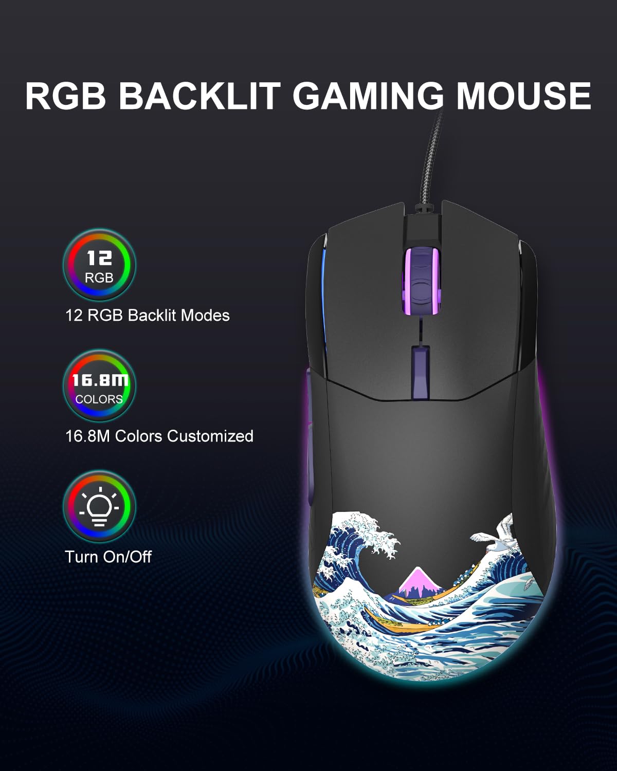 Mua COSTOM G705 Wired Gaming Mouse Black, RGB Backlit PC Gaming Mouse ...