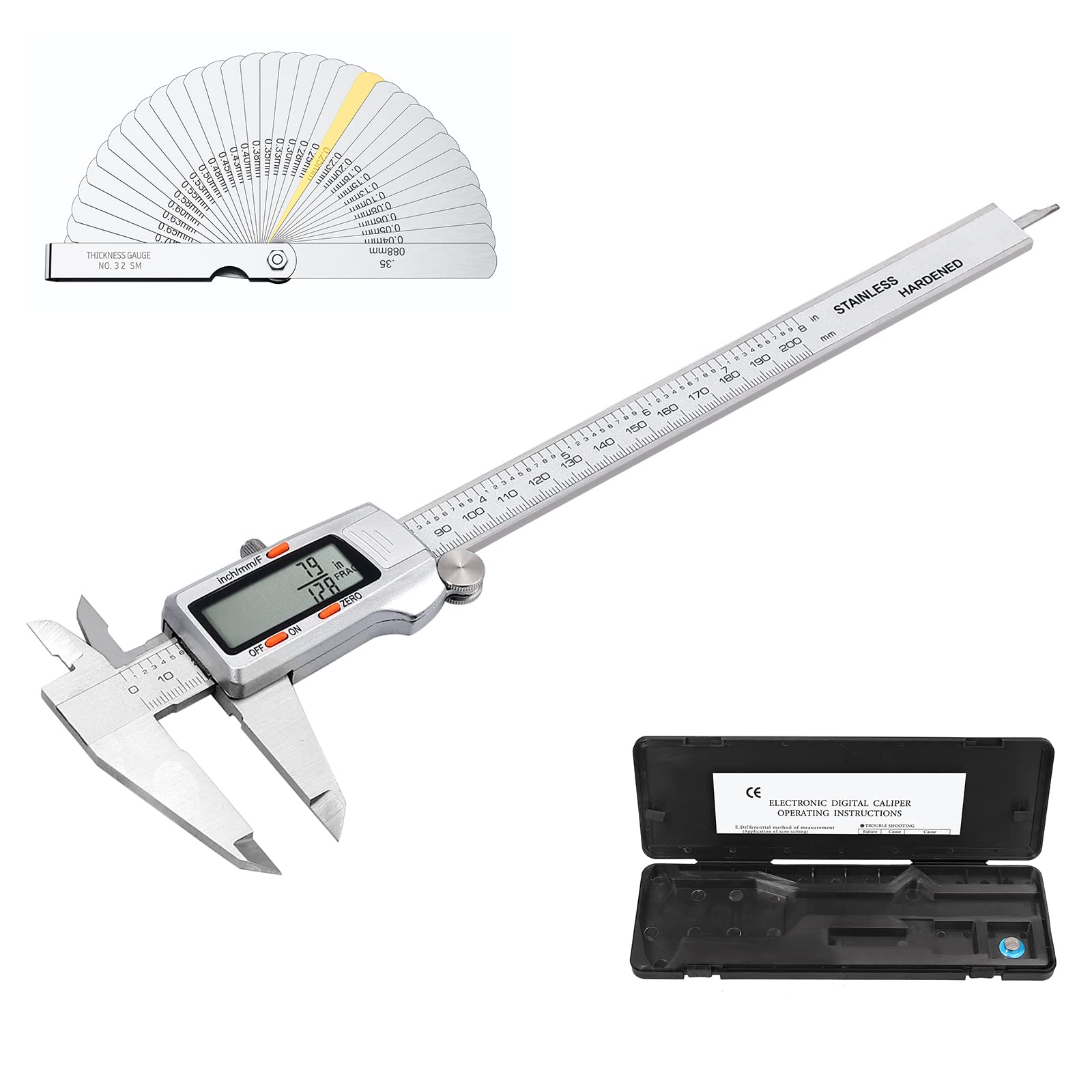Mua eSynic 8Inch 200mm Digital Vernier Caliper with 32 Blades Feeler ...