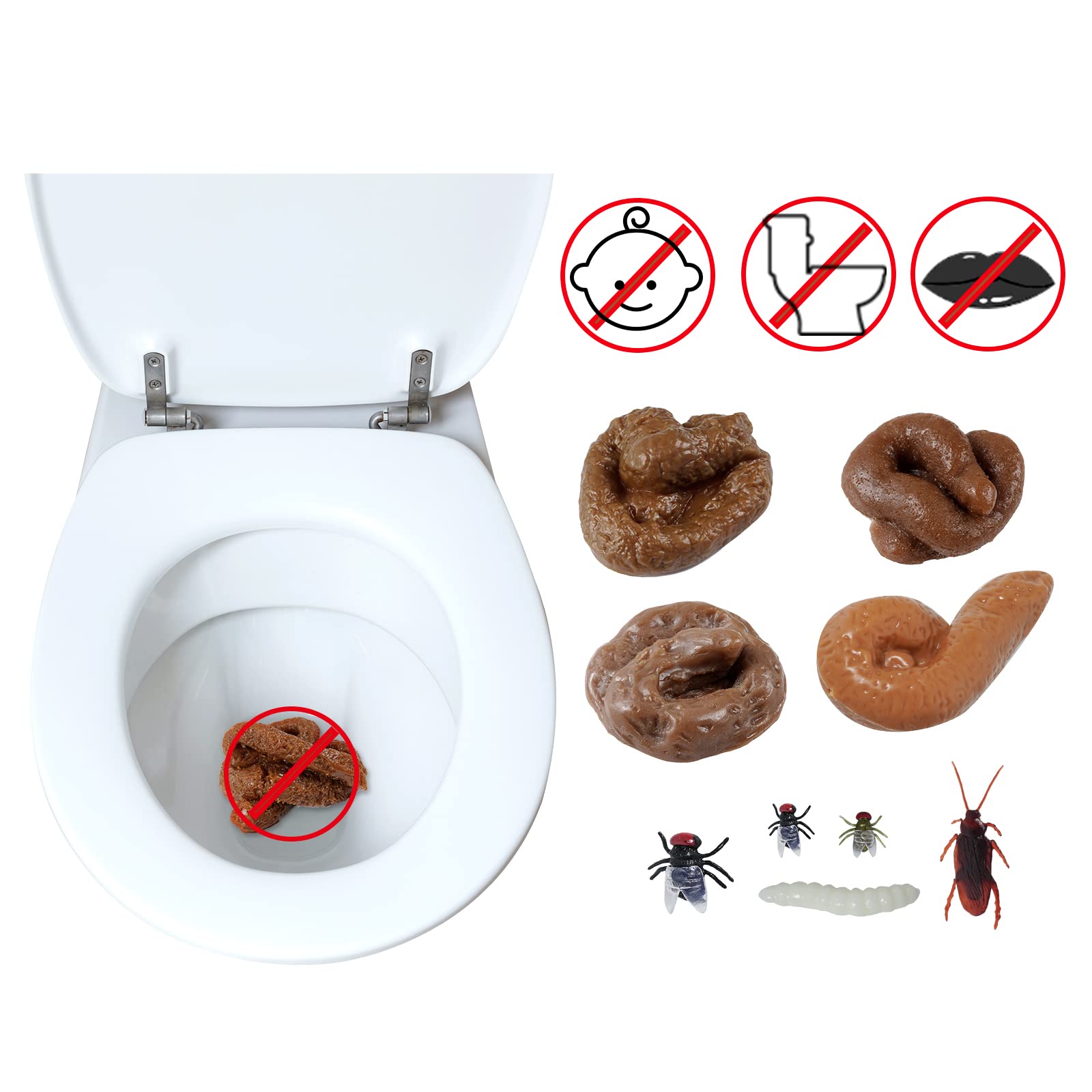 Mua 62pcs Fake Dog Poop Realistic Fake Turd Cockroach Fly Flies Maggot ...