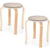 Amazon.com: Wood Stools, Set of 2 Wooden Stackable Stool Extra Seating ...