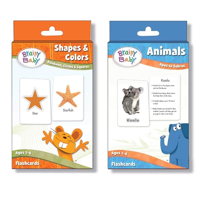 Buy Brainy Baby Animals Flashcards and Shapes & Colors Flashcards ...