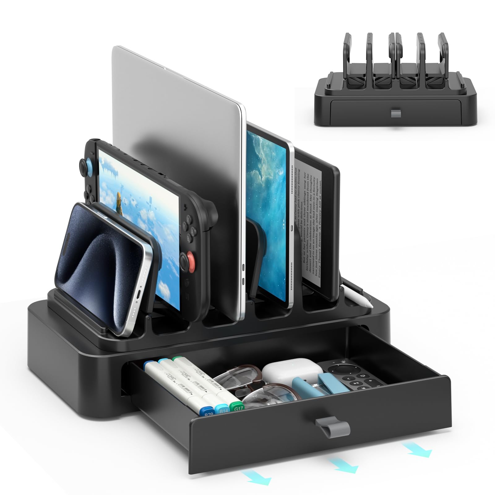 KDD Vertical Laptop Stand with Drawer - 7-in-1 Space-Saving Laptop ...