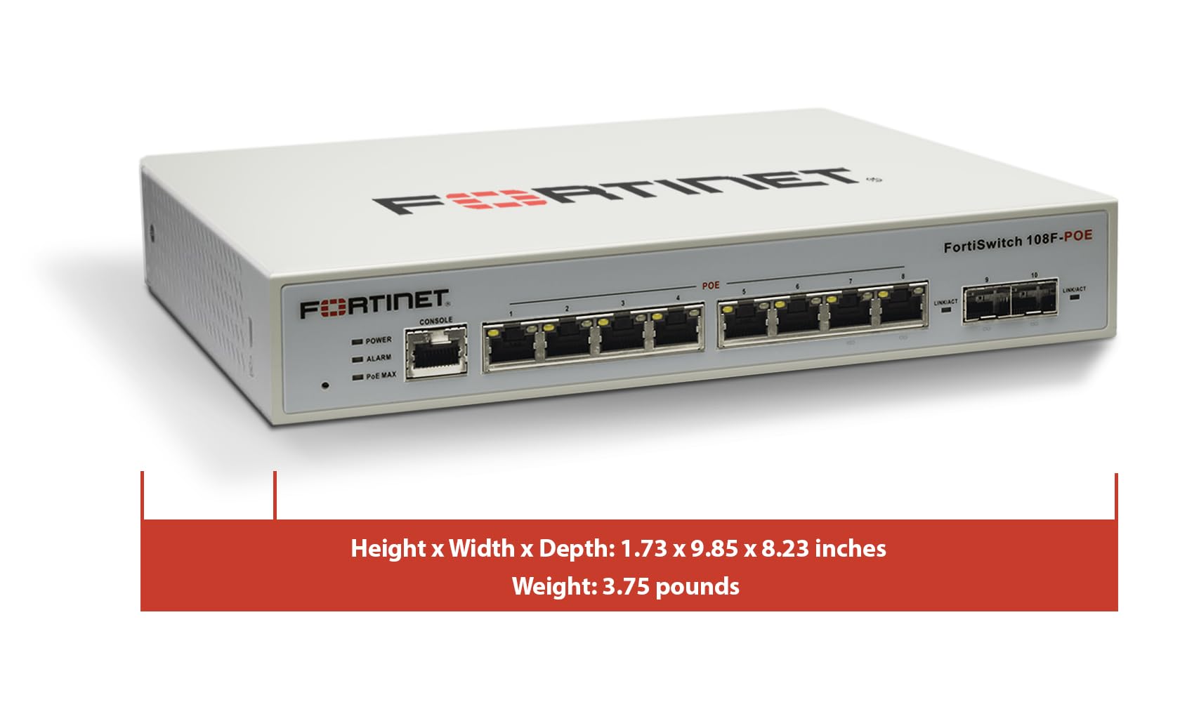 Fortinet FortiSwitch - 108F-POE L2+ Management Switch With 65W PoE (FS ...