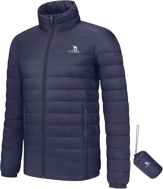 Camel Men's Down Jacket Winter Lightweight Packable Puffer Coat Outdoor ...