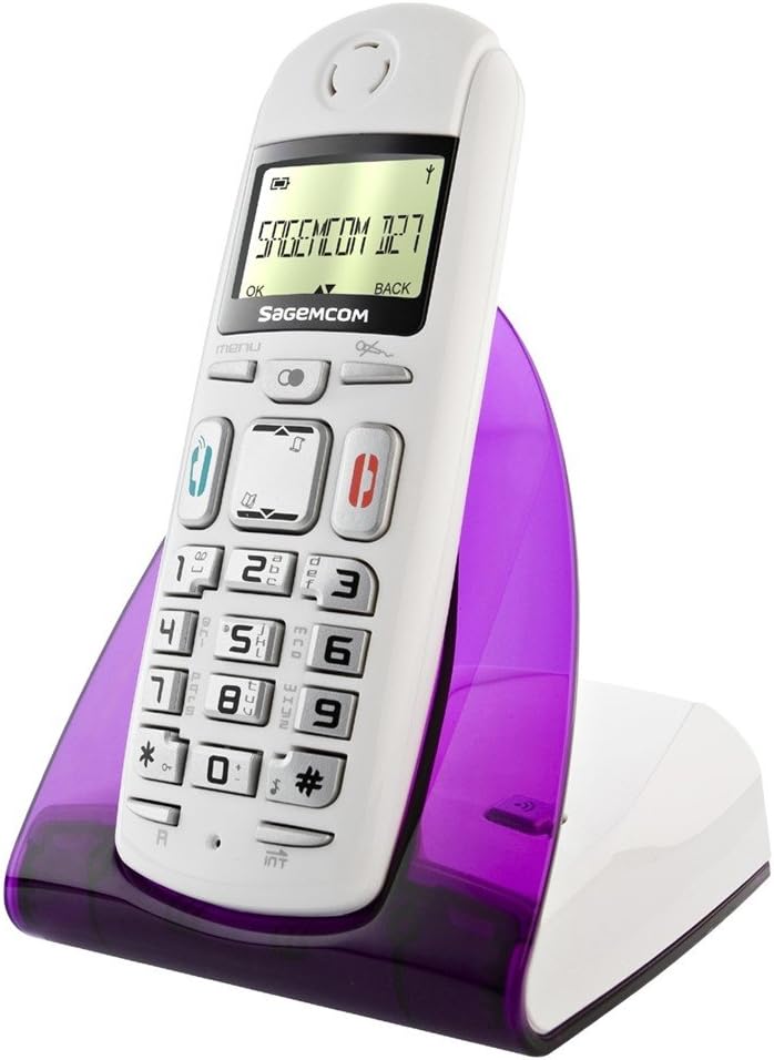 Sagemcom D27T Téléphone sans fil DECT / GAP Blanc/Violet: Amazon.fr: High-tech