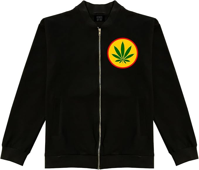 Ganja Green Weed Leaf Chest Mens Cotton Bomber Jacket at Amazon Men’s ...