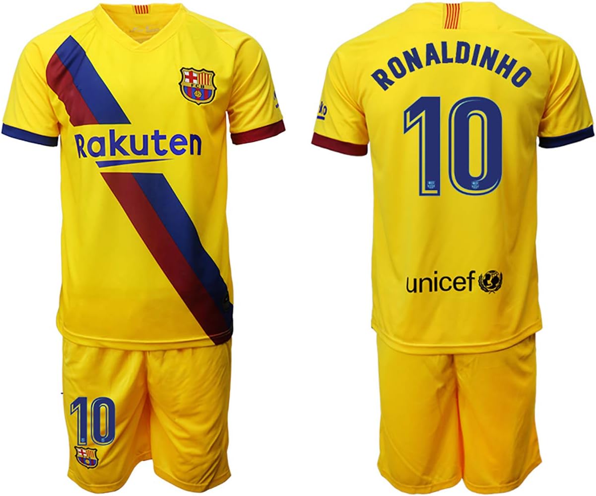 LiMing Homens 19/20 Barcelona home Camisa RONALDINHO 10# - Amarelo (S ...