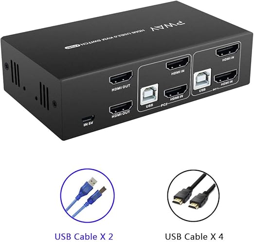 PWAY HDMI KVM Switch 2 Port Dual Monitor Support: Amazon.co.uk: Electronics