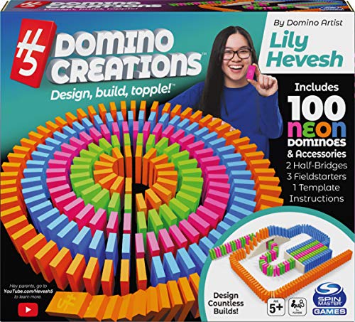 H5 Domino Creations 100-Piece Neon Kids Games for Game Night Building ...