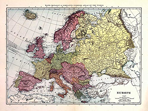 Antiguos Maps European Map Of Europe Circa 1898 Measures 24 ...