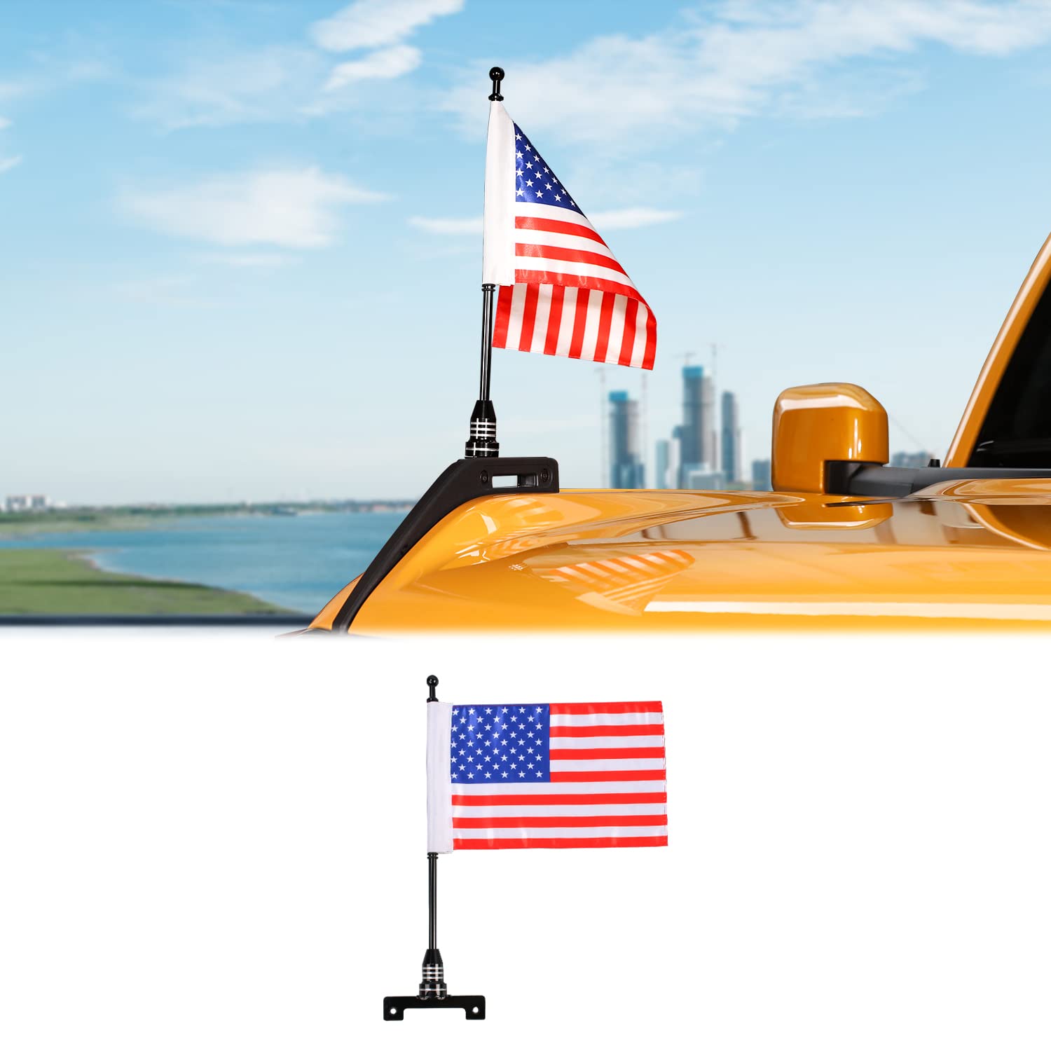 Hoolcar Hood Flagpole Mount Flag Pole Bracket Holder Compatible with ...