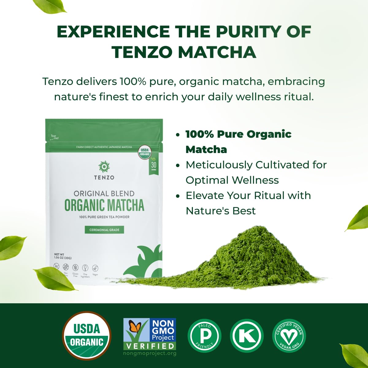 Mua Tenzo Matcha Green Tea - Organic Ceremonial Grade, Paleo, Kosher ...