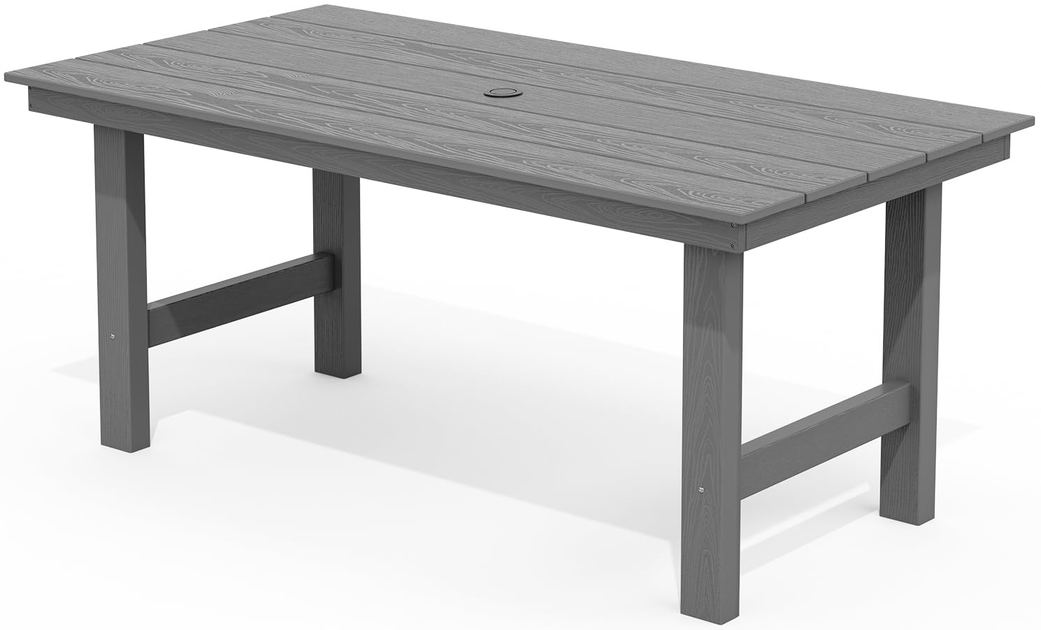 SERWALL Outdoor Dining Table, 67" Rectangle HDPE Dining Table for 6 ...
