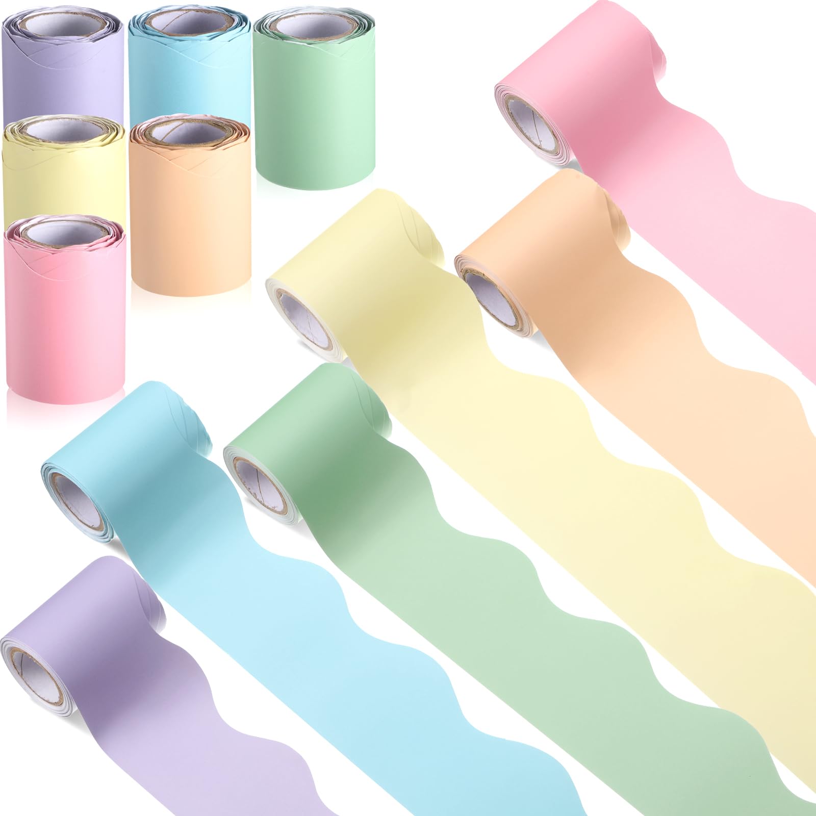 Zhanmai Colorful Borders Rolls for Bulletin Board, 98.5ft Pastel Pop ...