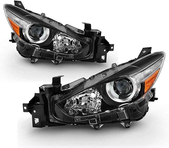 Amazon.com: [For 2017-2018 Mazda 3 Halogen Models] Black Bezel OE-Style ...