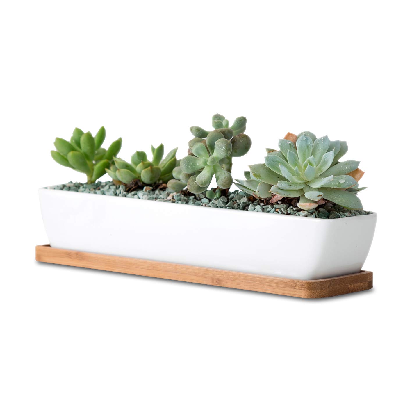 11inch Long Rectangle White Ceramic Succulent Planter Pots/Mini Flower ...