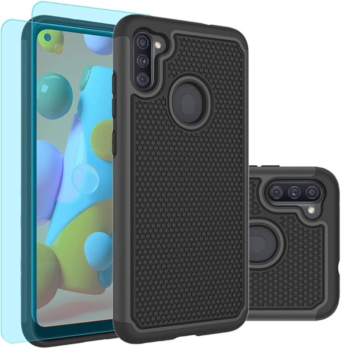 Amazon.com: Huness Galaxy A11 Case with HD Screen Protector Durable ...