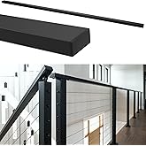 Muzata 6'6" Stainless Steel Handrail Black Rectangular Handrail Top ...