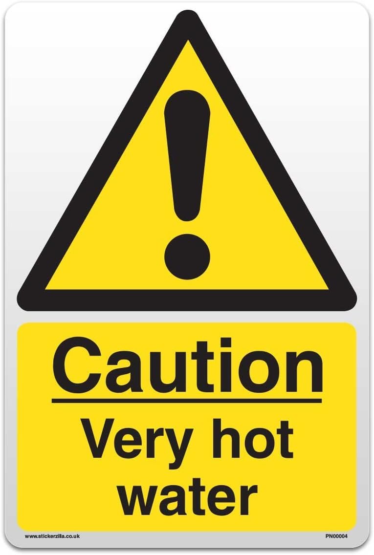 Amazon.com: Caution Very Hot Water - Self Adhesive Vinyl Sticker [A4 ...