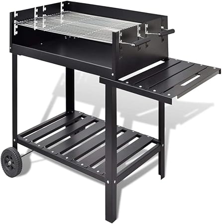 vidaXL BBQ Stand Charcoal Barbecue 2 Wheels Outdoor Pedestal Grill ...