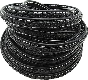Amazon.com: 12mm Braided Leather Rope Flat Wide Braided Leather Rope ...