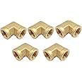 Amazon.com: 5pcs 1/4" NPT Female x 1/4" NPT Female 90 Degree Barstock Street Elbow Brass Pipe ...