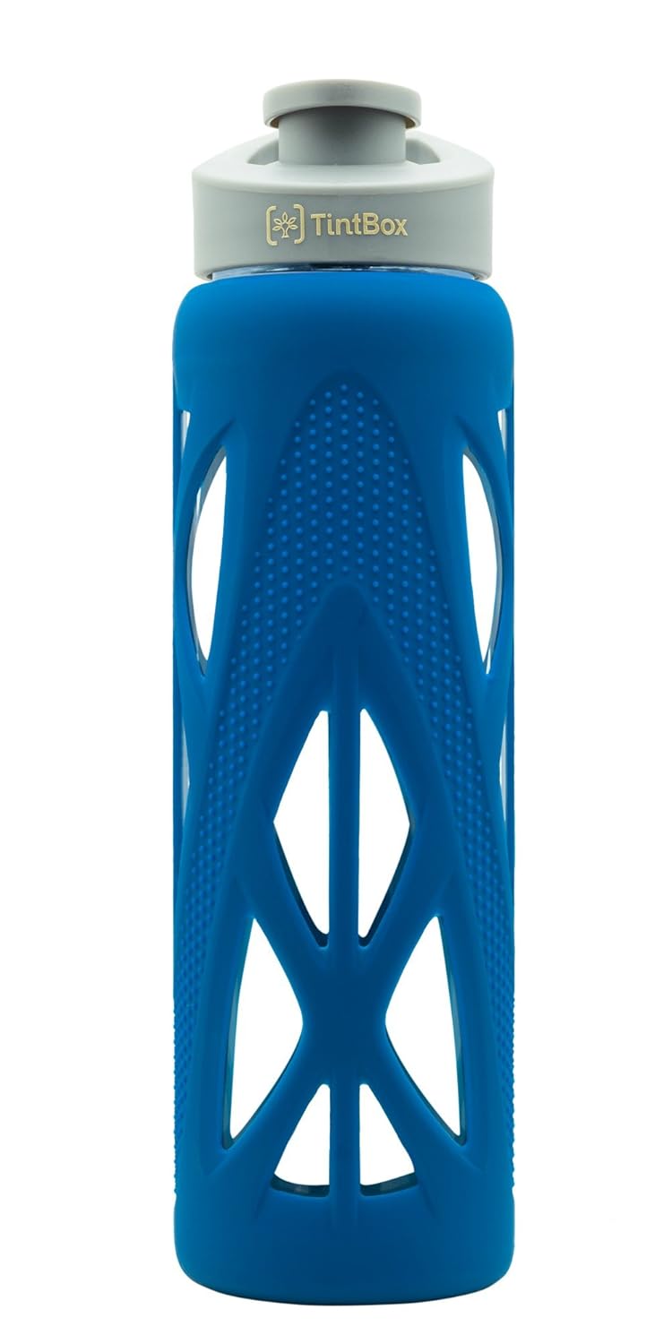 TintBox BPA Free Borosilicate Glass Water Bottle 750 ml with Silicone ...