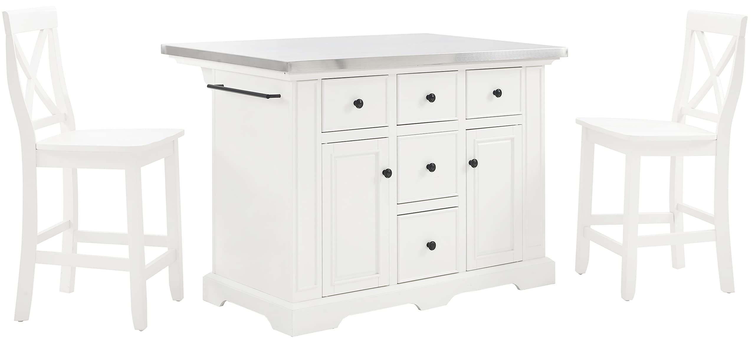 Crosley Furniture Julia Stainless Steel Top Island with Storage, Coffee ...