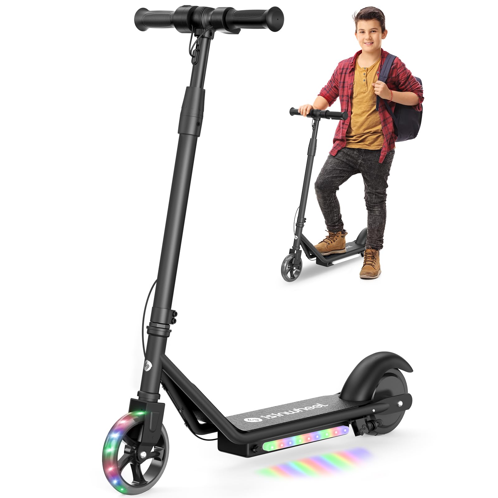 isinwheel S2 Electric Scooter for Kids Ages 6-14, 150W Motor, Adjustable Speed and Height ...