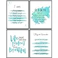 Amazon.com: Light Blue Inspiring Positive Affirmations Quotes Wall ...