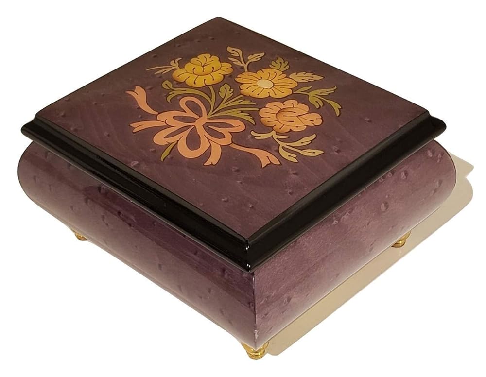 Amazon.com: Purple Floral Italian inlaid music box/jewelry box with ...