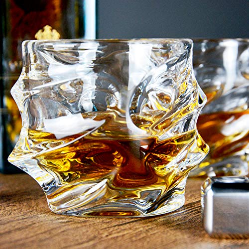 GLASKEY Whiskey Glass Set of 4-11.5 oz Lead Free Crystal Old Fashioned ...